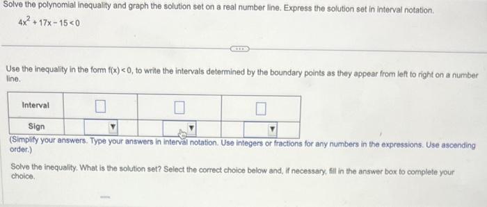 Solved Solve the polynomial inequality and graph the | Chegg.com