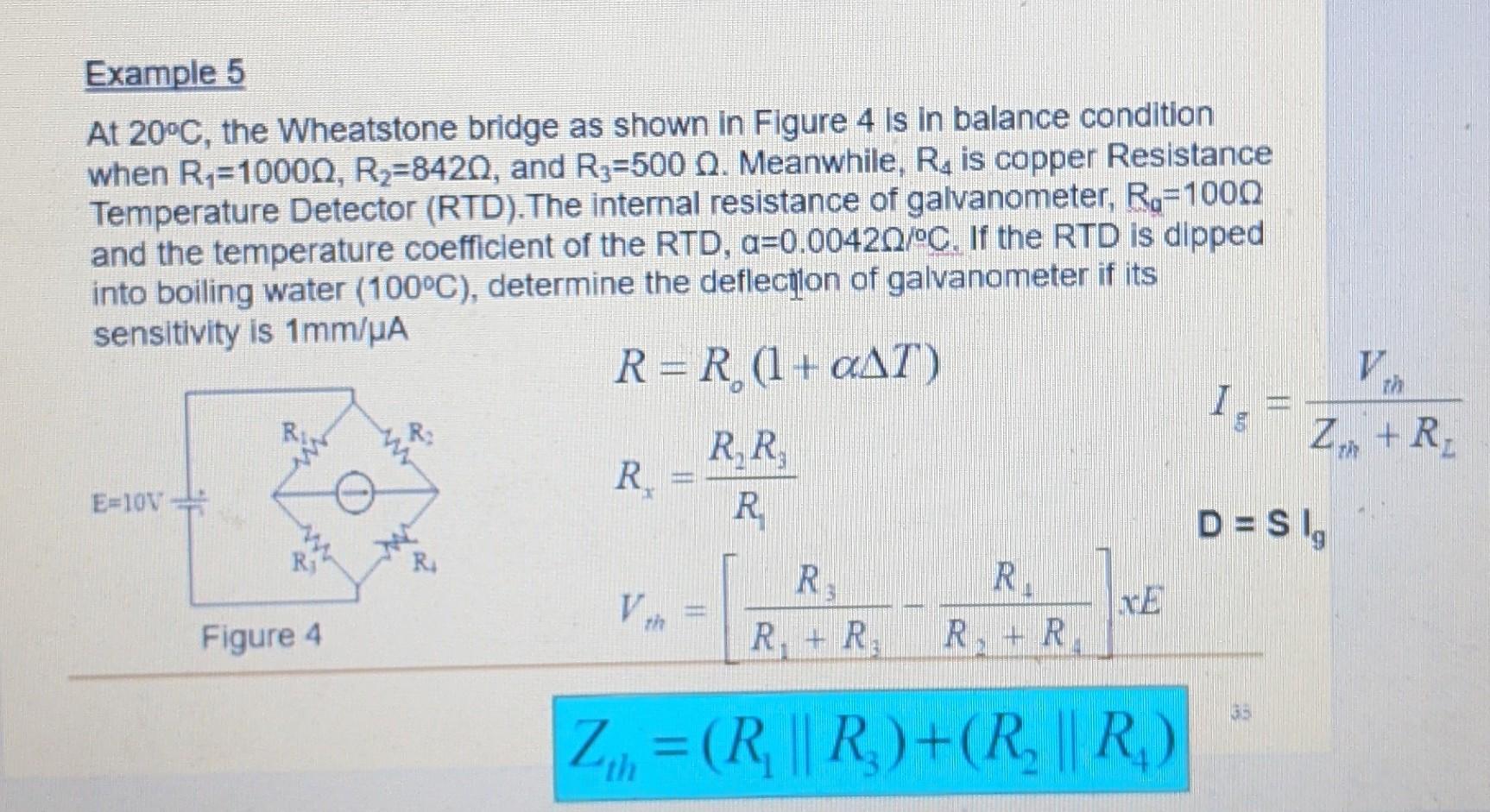 Solved Example 5 At 20°C, the Wheatstone bridge as shown in | Chegg.com