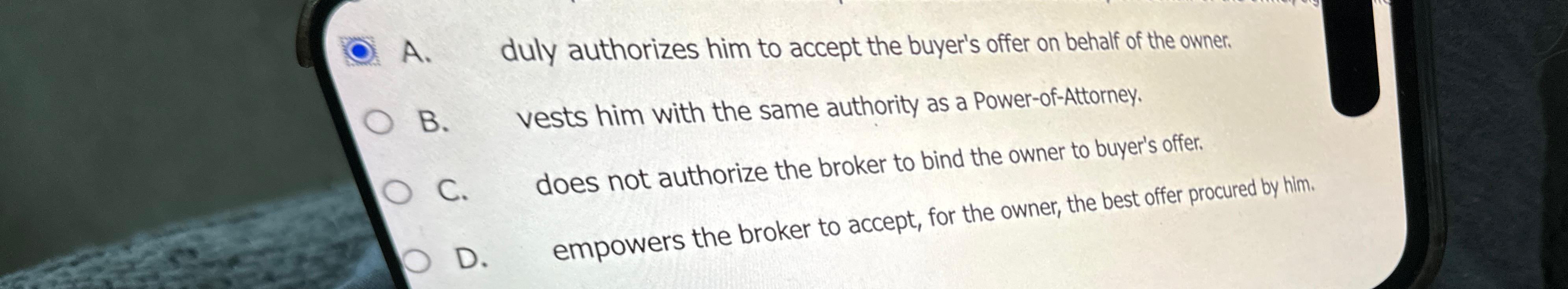 Solved A broker obtained an owners signature to a written | Chegg.com