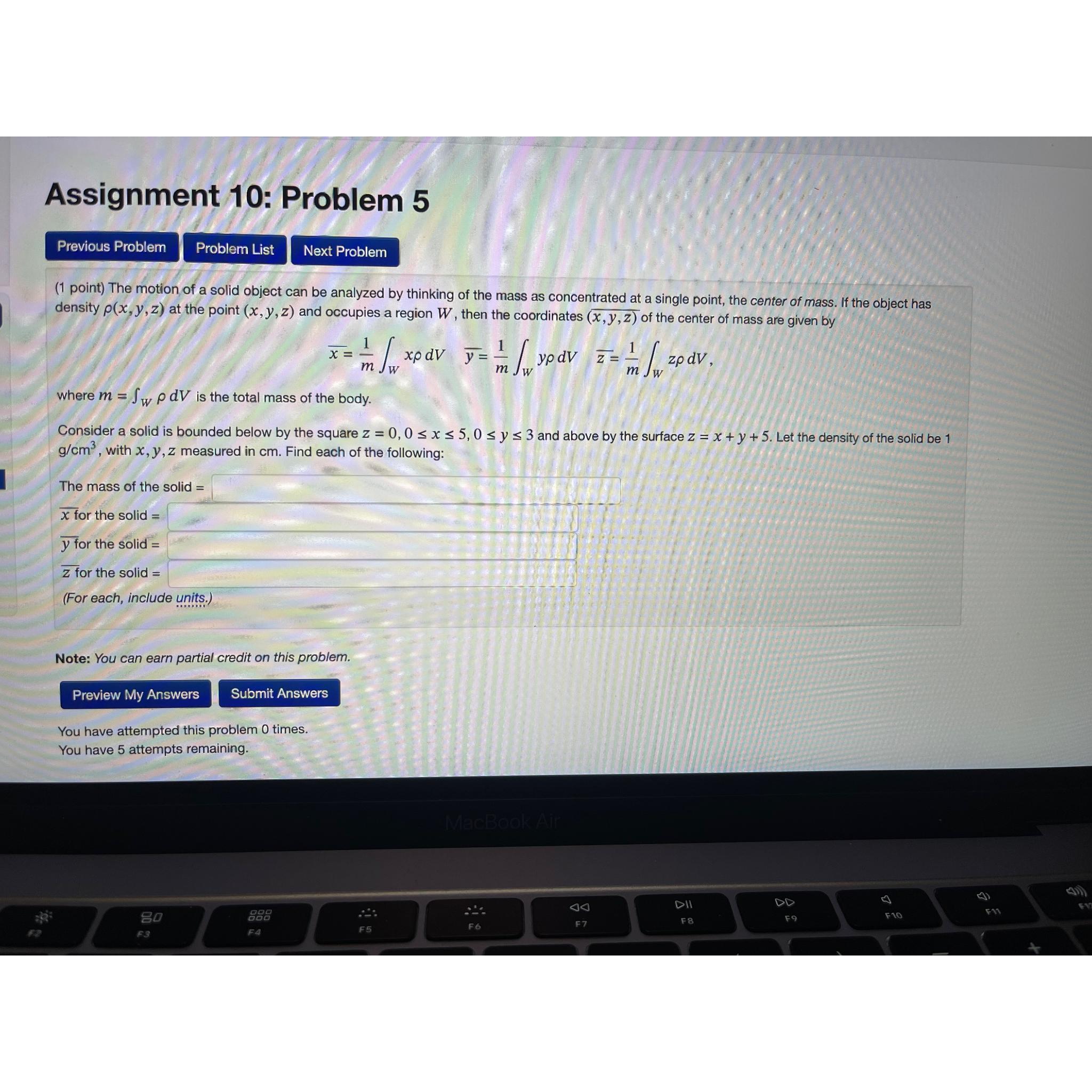 Solved Assignment 10: Problem 5(1 ﻿point) ﻿The motion of a | Chegg.com