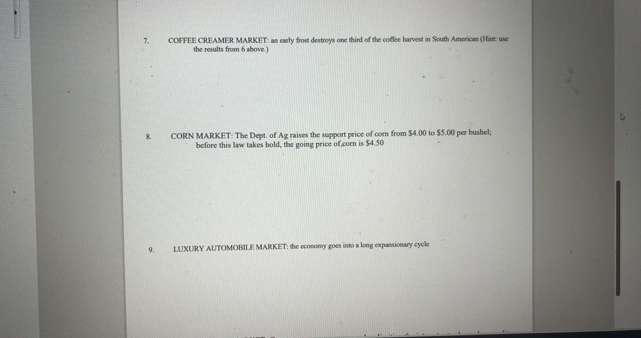 Solved COFFEE CREAMER MARKET: an early frost destroys one | Chegg.com