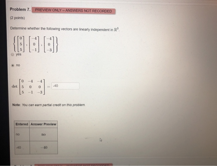 Solved Problem 7. PREVIEW ONLY - ANSWERS NOT RECORDED (2 | Chegg.com
