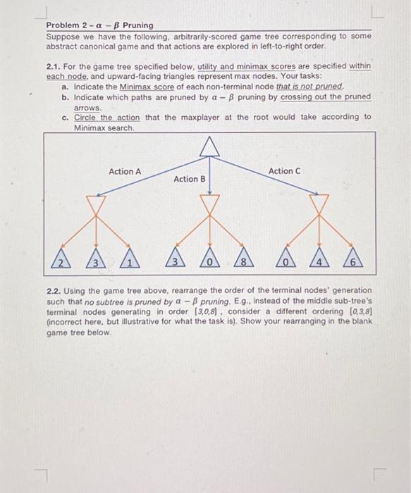 Solved Problem 2- α−β Pruning Suppose we have the following, | Chegg.com