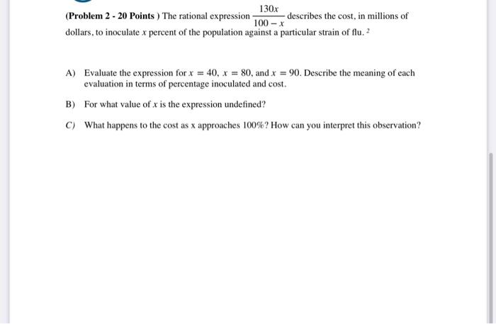 Solved (Problem 2 - 20 Points) The rational expression | Chegg.com