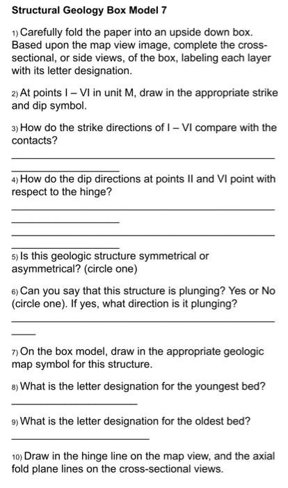 Solved Structural Geology Box Model 7 1) Carefully fold the | Chegg.com