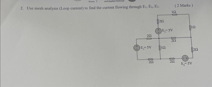 Solved 2. Use mesh analysis (Loop current) to find the | Chegg.com