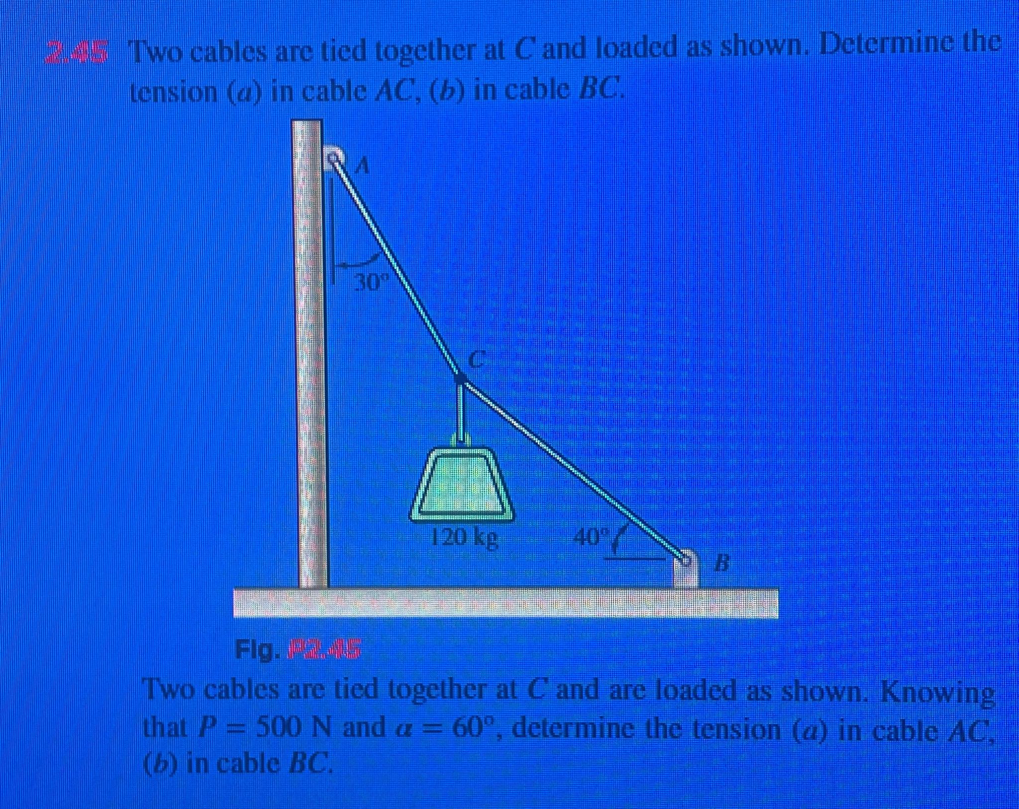 Solved Please answer both parts Two cables are tied together | Chegg.com