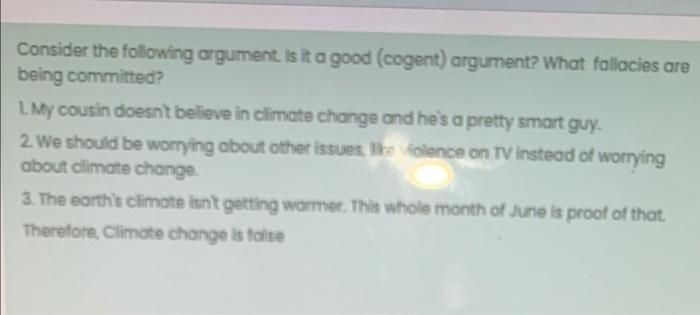 Consider the following argument is it a good (cogent) | Chegg.com