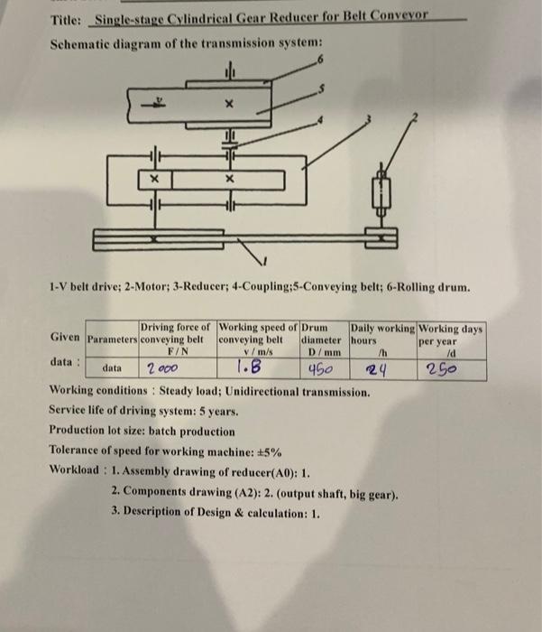 Title: Single-stage Cylindrical Gear Reducer for Belt | Chegg.com