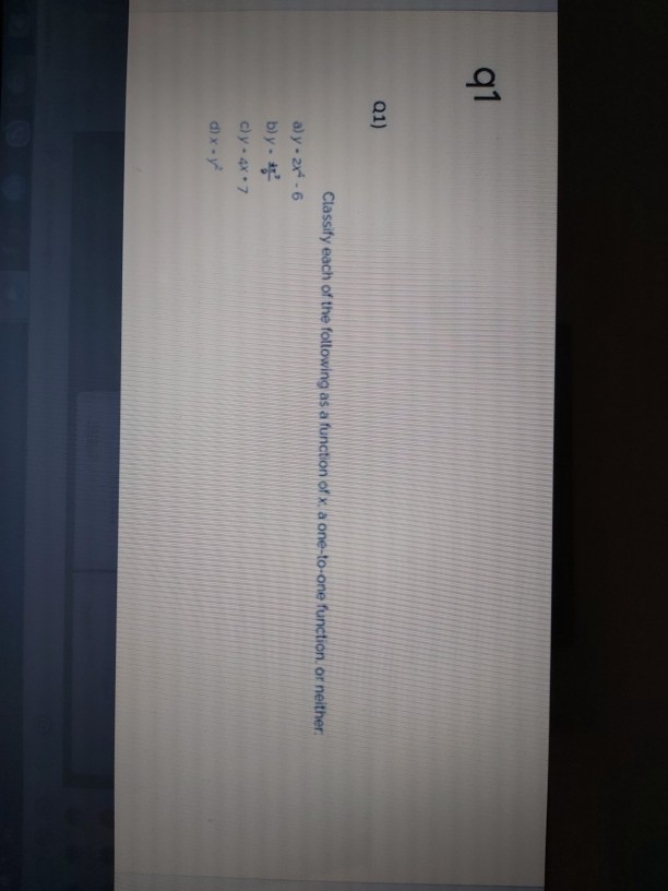 Solved q1 Q1) Classify each of the following as a function | Chegg.com
