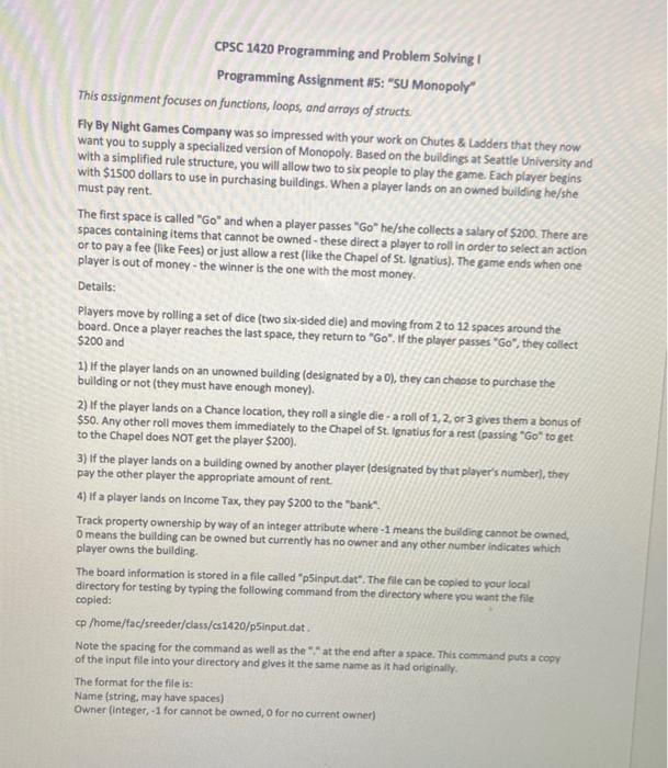 Solved Cpsc 1420 Programming And Problem Solving I 2031