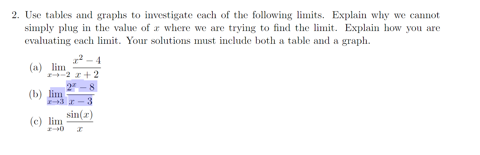 Solved Use tables and graphs to investigate each of the | Chegg.com