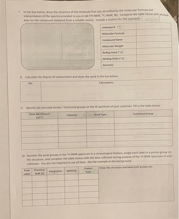 Solved 7. In the box below, draw the structure of the | Chegg.com