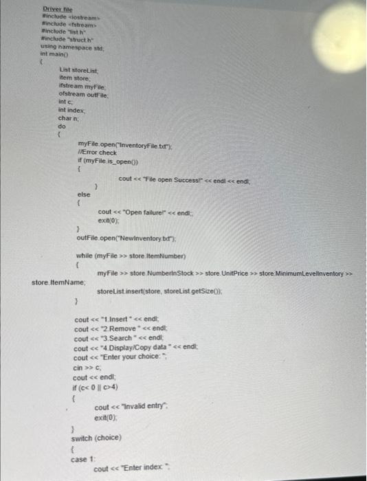 Solved I'm looking for 5 file which1)list.h2) list | Chegg.com