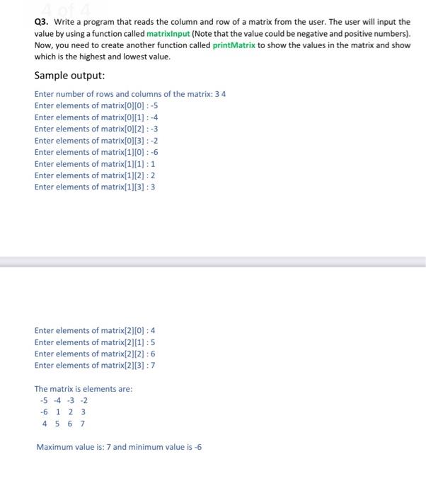Solved Q3 Write A Program That Reads The Column And Row Of
