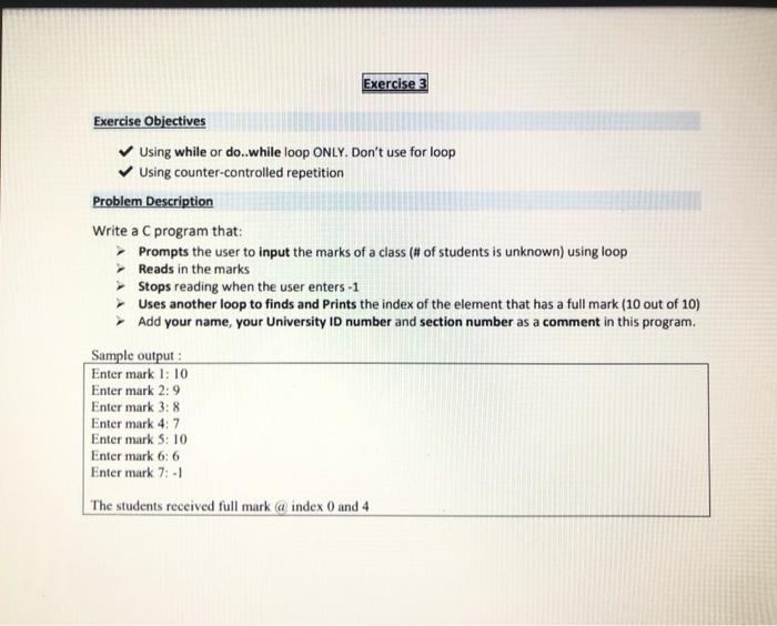 Solved Exercise 3 Exercise Objectives Using While Or 2647