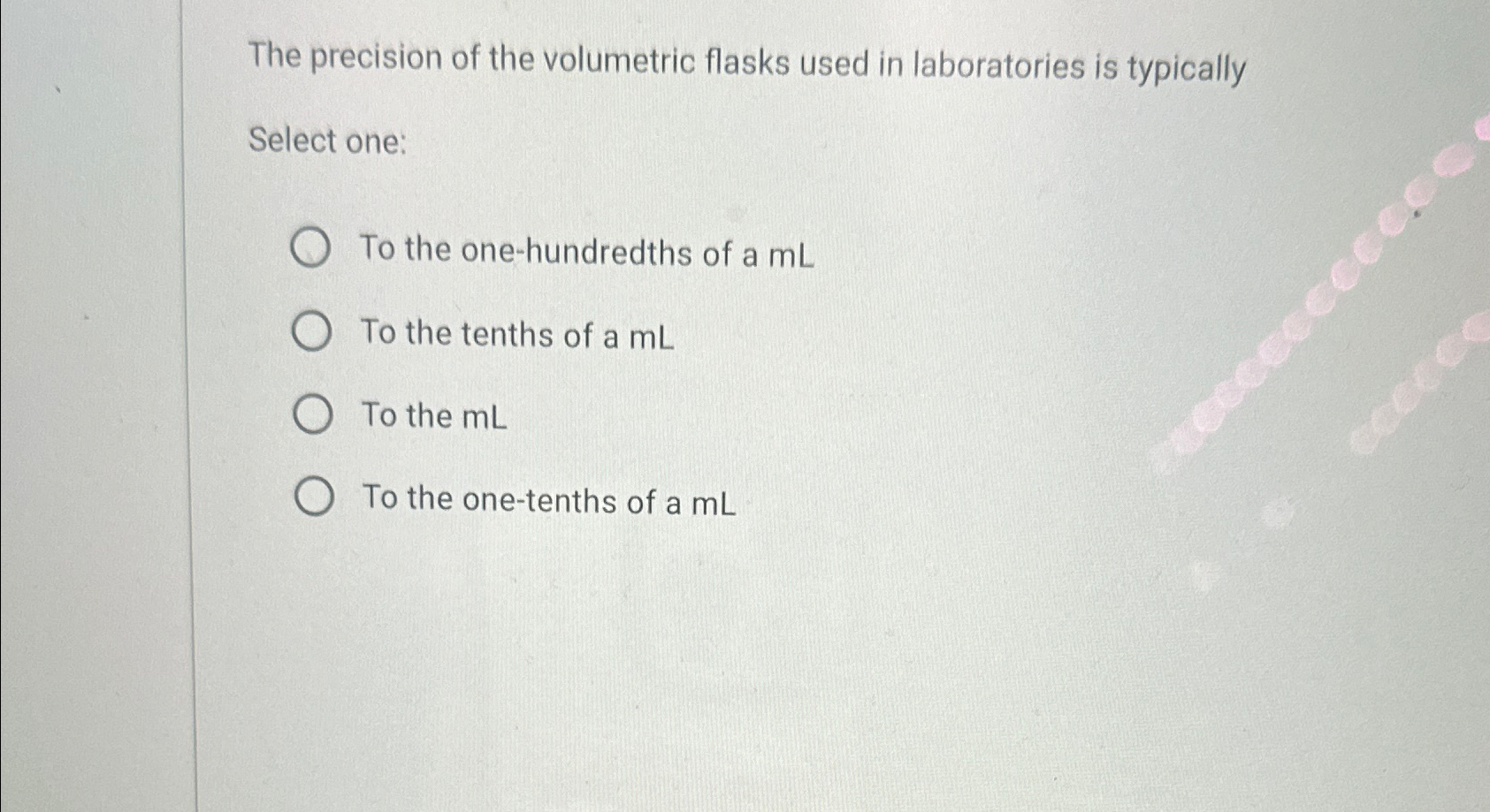 Solved The precision of the volumetric flasks used in | Chegg.com