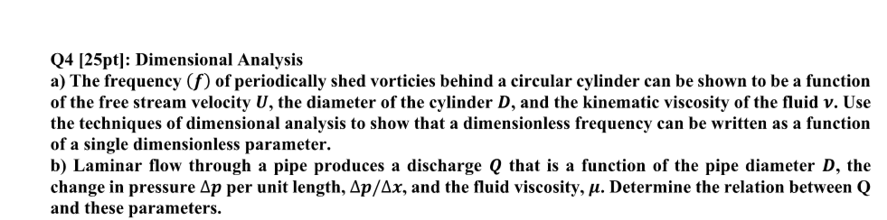 Solved Q4 [25pt]: Dimensional Analysisa) ﻿The frequency (f) | Chegg.com
