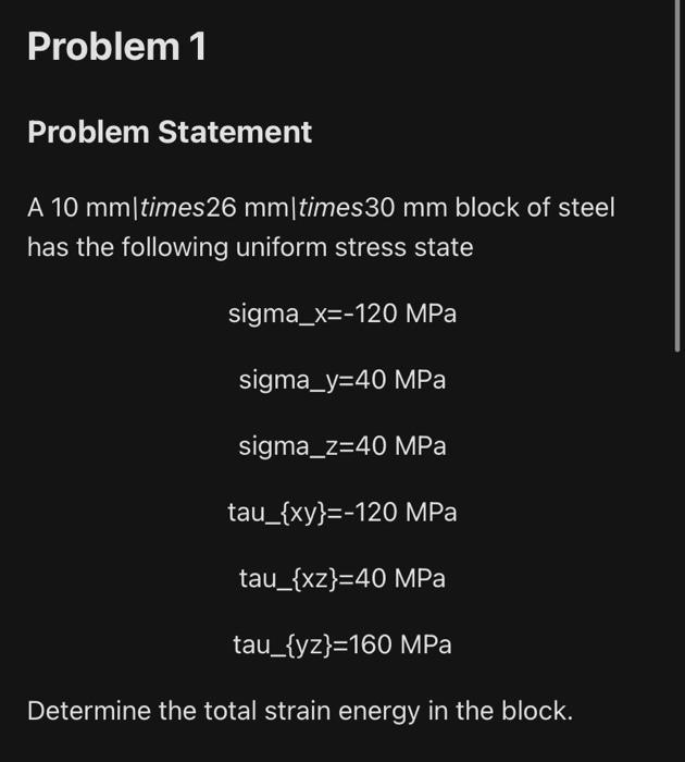 Solved Problem 1 Problem Statement A 10 mm∣ times 26 mm∣ | Chegg.com