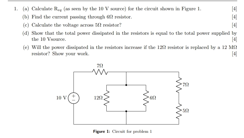 Solved v(a) ﻿Calculate Req (as seen by the 10 ﻿V source) | Chegg.com