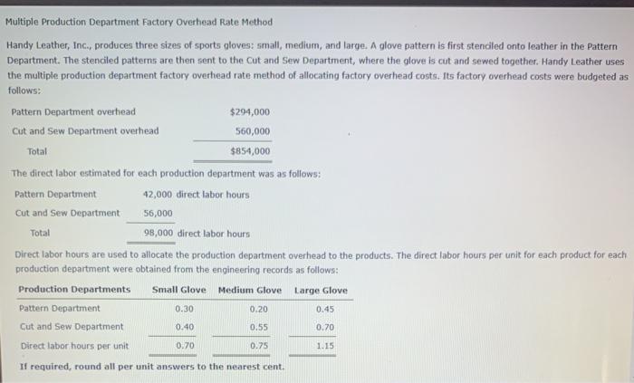 Solved Multiple Production Department Factory Overhead Rate | Chegg.com