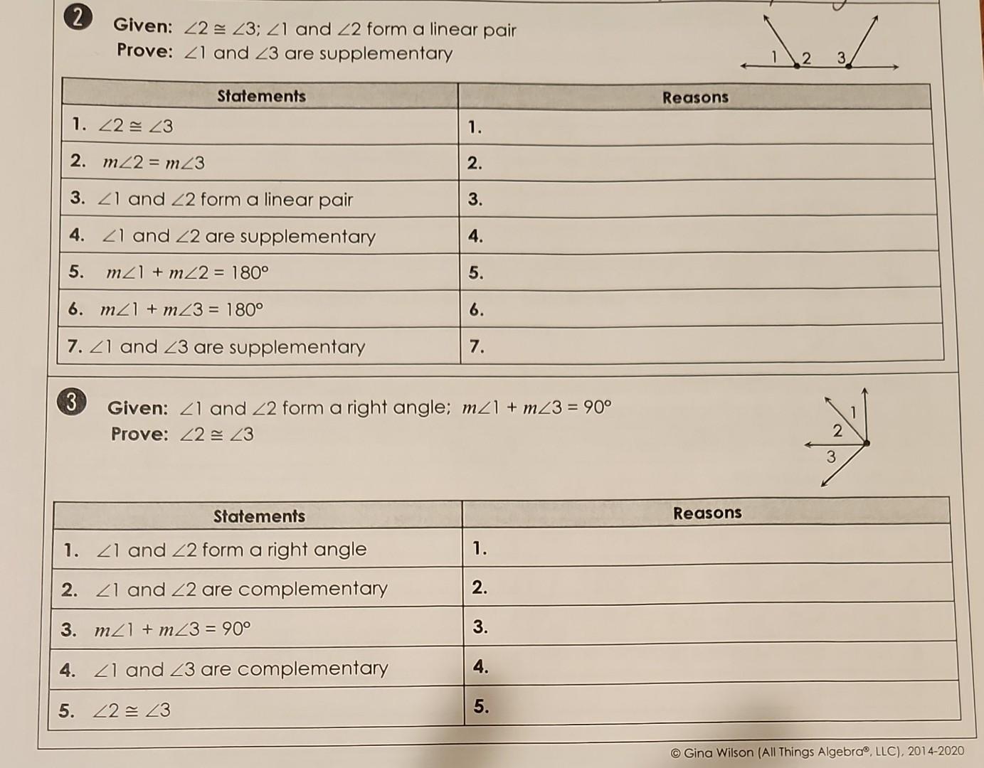 Solved 2) Given: ∠2≅∠3;∠1 and ∠2 form a linear pair Prove: | Chegg.com