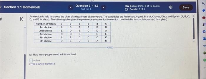 Solved For an election with candidates (A, B, C, D, and E), | Chegg.com