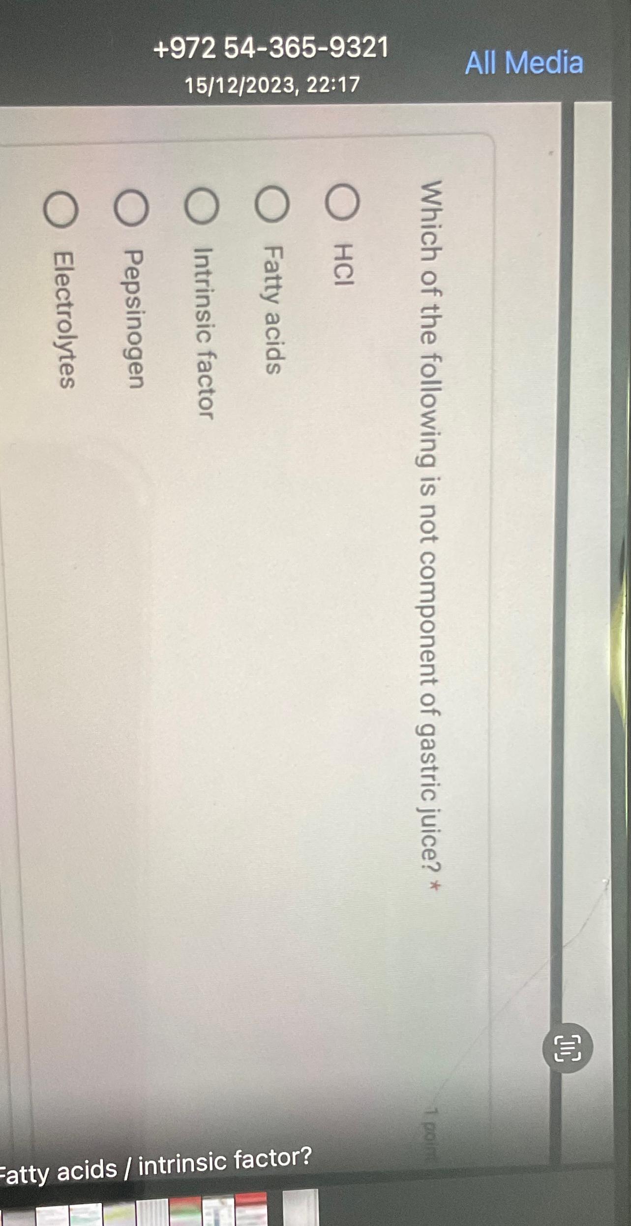 Solved Which of the following is not component of gastric | Chegg.com