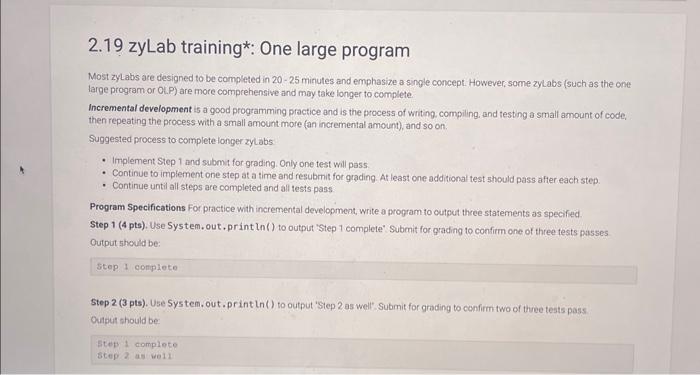 Solved Step 3 (3 pts). Use System, out.println() to output | Chegg.com