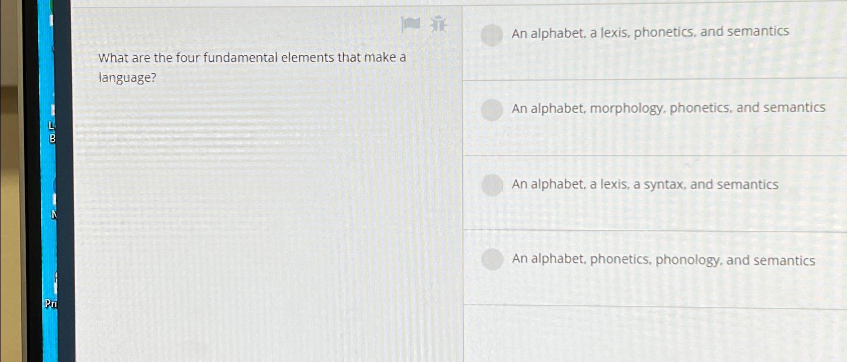 Solved An alphabet, a lexis, phonetics, and semanticsWhat | Chegg.com