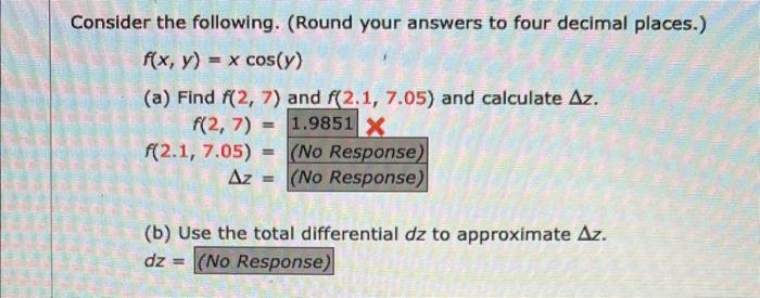 Solved Consider the following. (Round your answers to four | Chegg.com