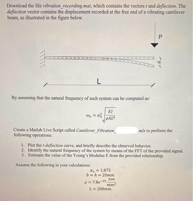 Solved Download the file vibration_recording.mat, which | Chegg.com