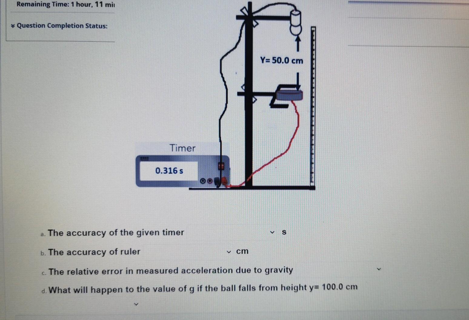 Solved A Free Fall experiment was performed by a student in | Chegg.com