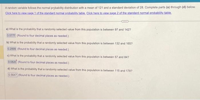 Solved A random variable follows the normal probability | Chegg.com