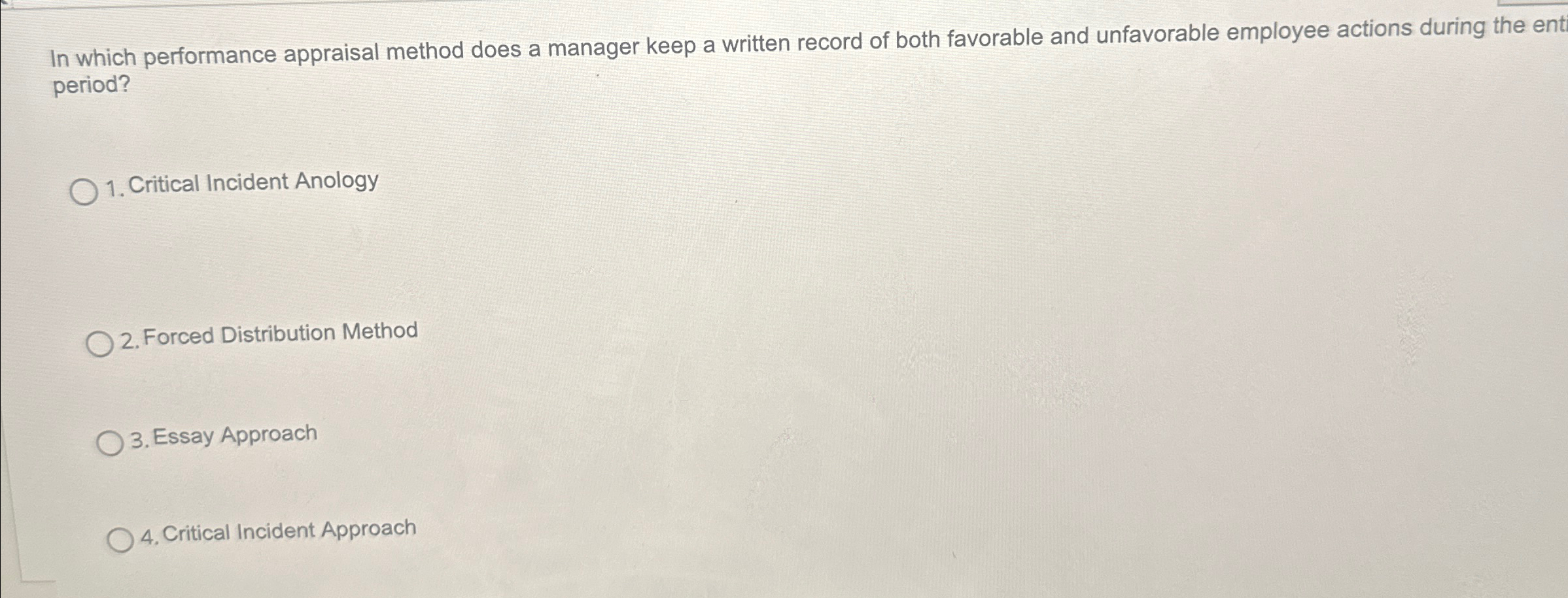 Solved In which performance appraisal method does a manager | Chegg.com