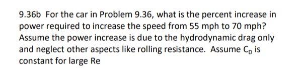 Solved 9.36b For the car in Problem 9.36, what is the | Chegg.com