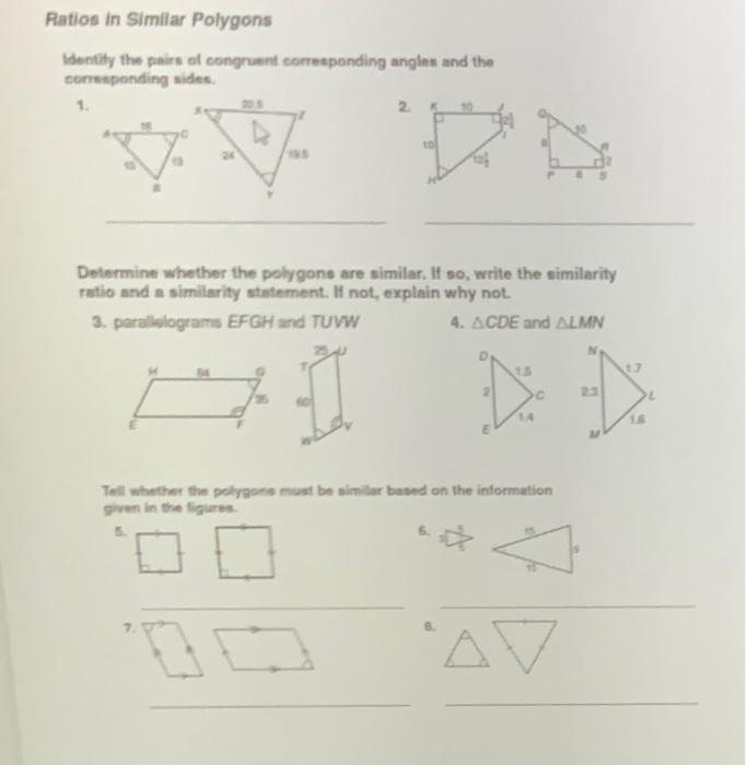 Solved Ratios in Similar Polygons Identify the pairs of | Chegg.com