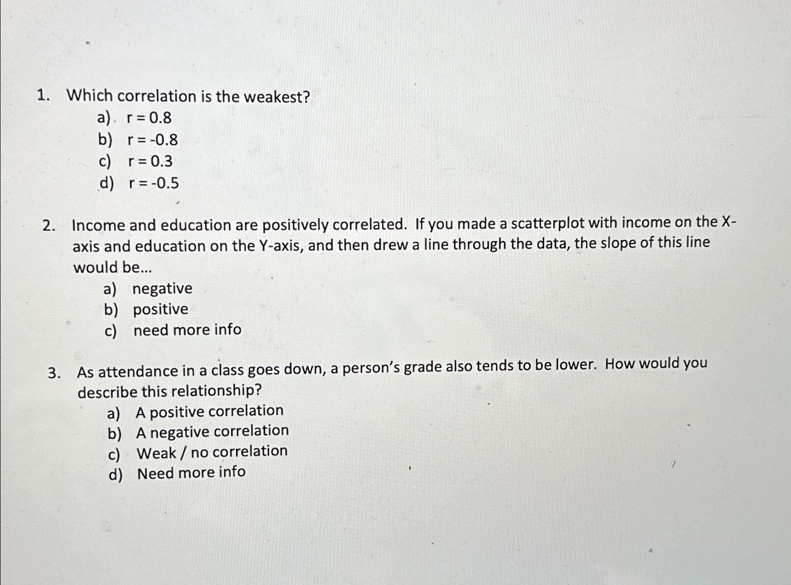 Solved Which correlation is the | Chegg.com