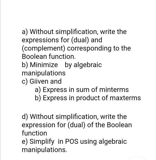 Solved a) Without simplification, write the expressions for | Chegg.com
