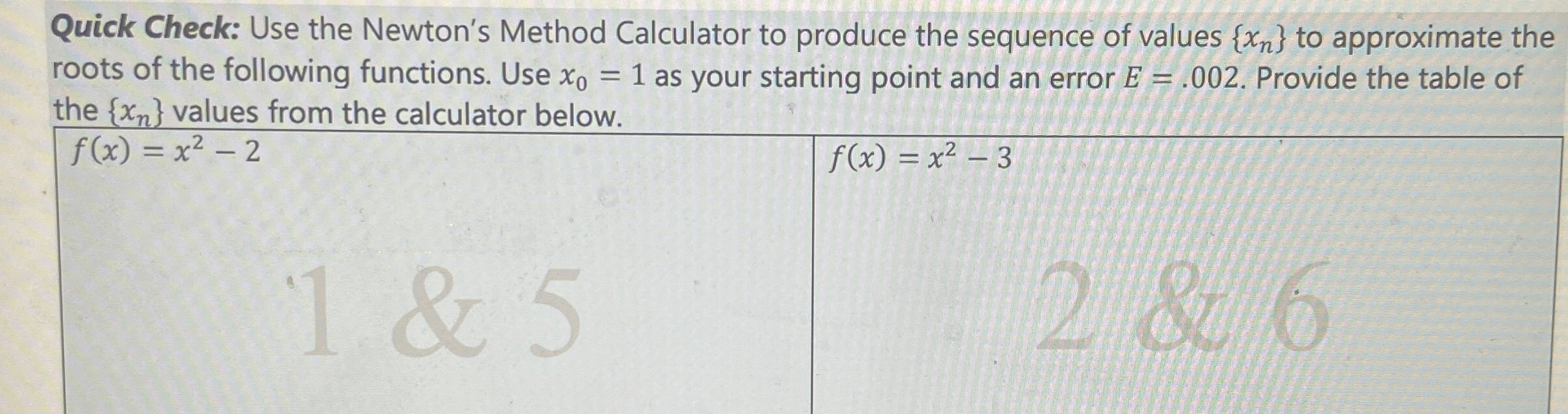 Solved Quick Check: Use the Newton's Method Calculator to | Chegg.com