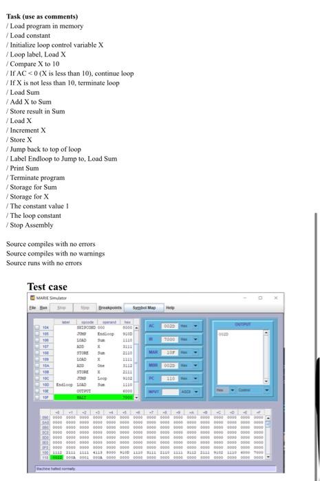Solved Task (use as comments) / Load program in memory / | Chegg.com Solved Task (use as comments) / Load program in memory / | Chegg.com