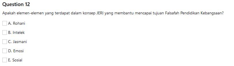 Solved Question 12Apakah elemen-elemen yang terdapat dalam | Chegg.com