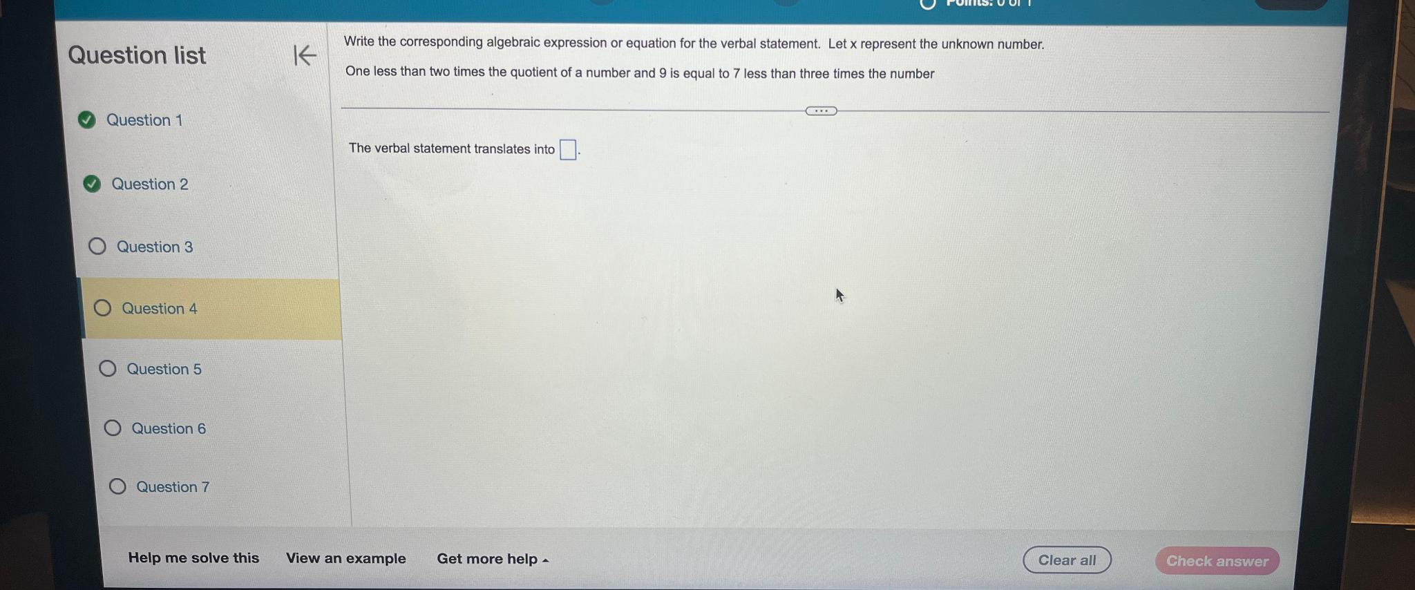 Solved Write the corresponding algebraic expression or | Chegg.com