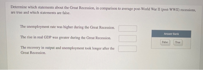 Solved determine which statements about the great recession | Chegg.com