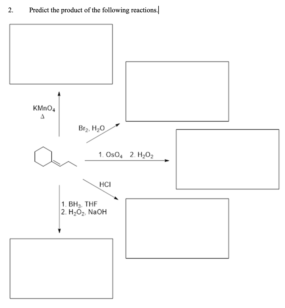 Solved 2. ﻿Predict the product of the following reactions. | Chegg.com