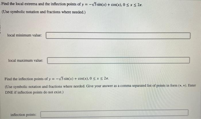 Solved Find the local extrema and the inflection points of | Chegg.com