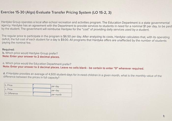 Solved Hardyke Group operates a local after-school | Chegg.com