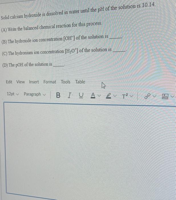 Solved Solid calcium hydroxide is dissolved in water until | Chegg.com