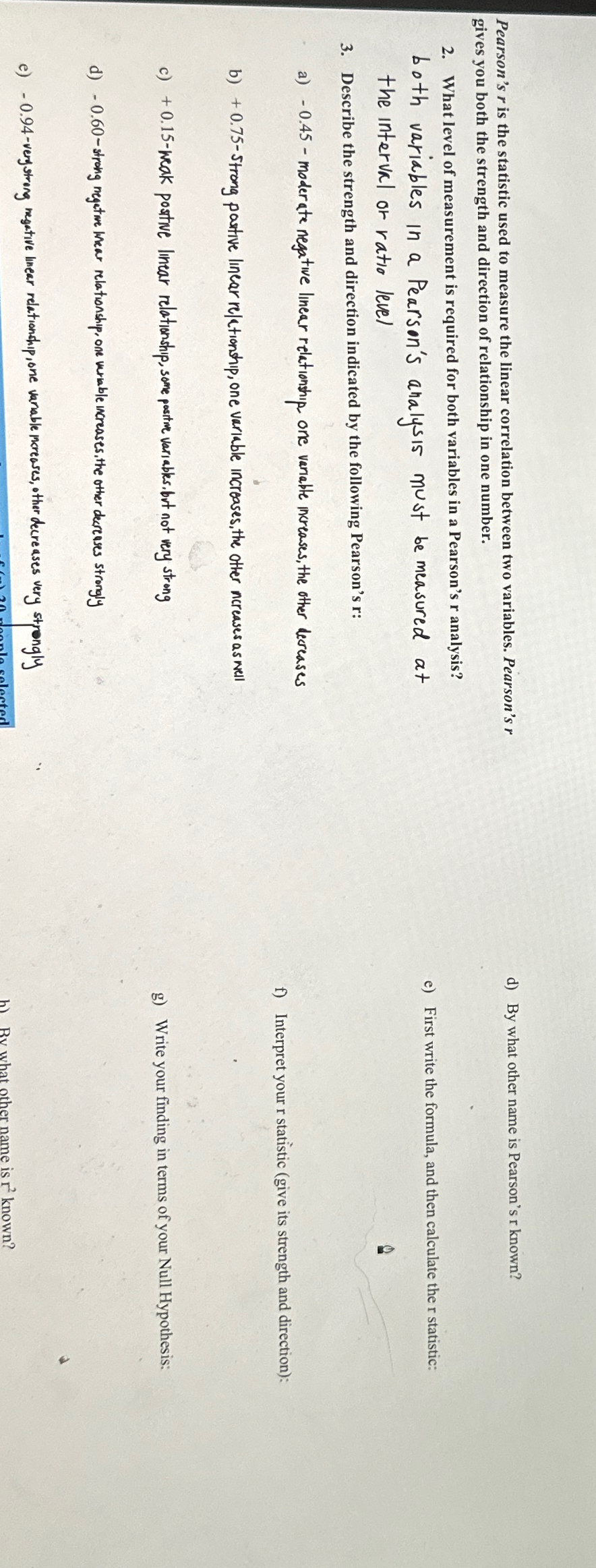 Solved Pearson's r ﻿is the statistic used to measure the | Chegg.com
