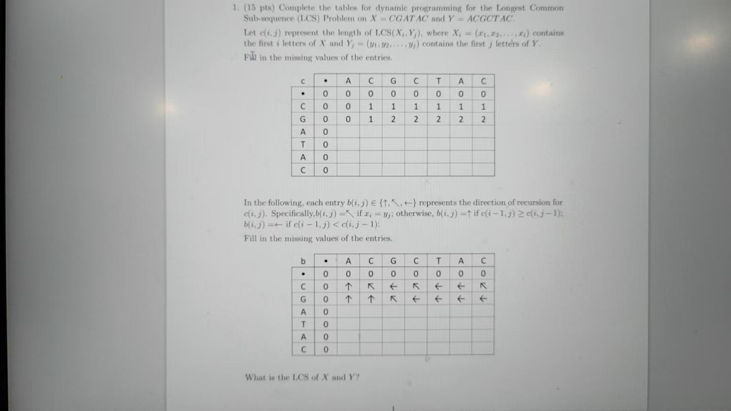 Solved ( 15 pts ) ﻿Complete the tables for dynamic | Chegg.com